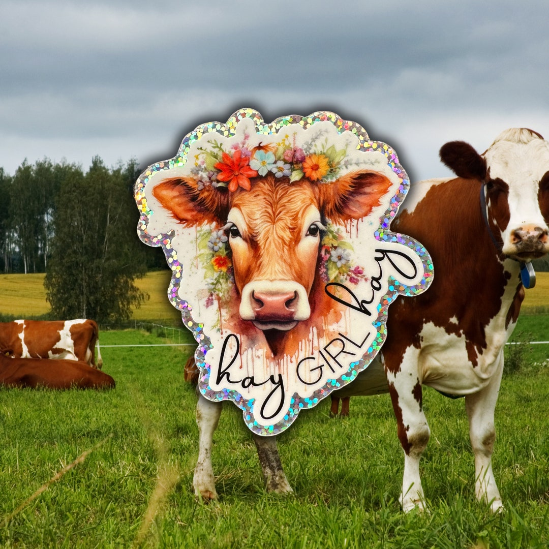 Cow Sticker, Glitter Sticker, Farming Sticker, Cute Animal Sticker ...