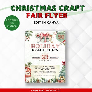 Editable Christmas Craft Fair Flyer, Craft Show Flyer Canva, Christmas ...