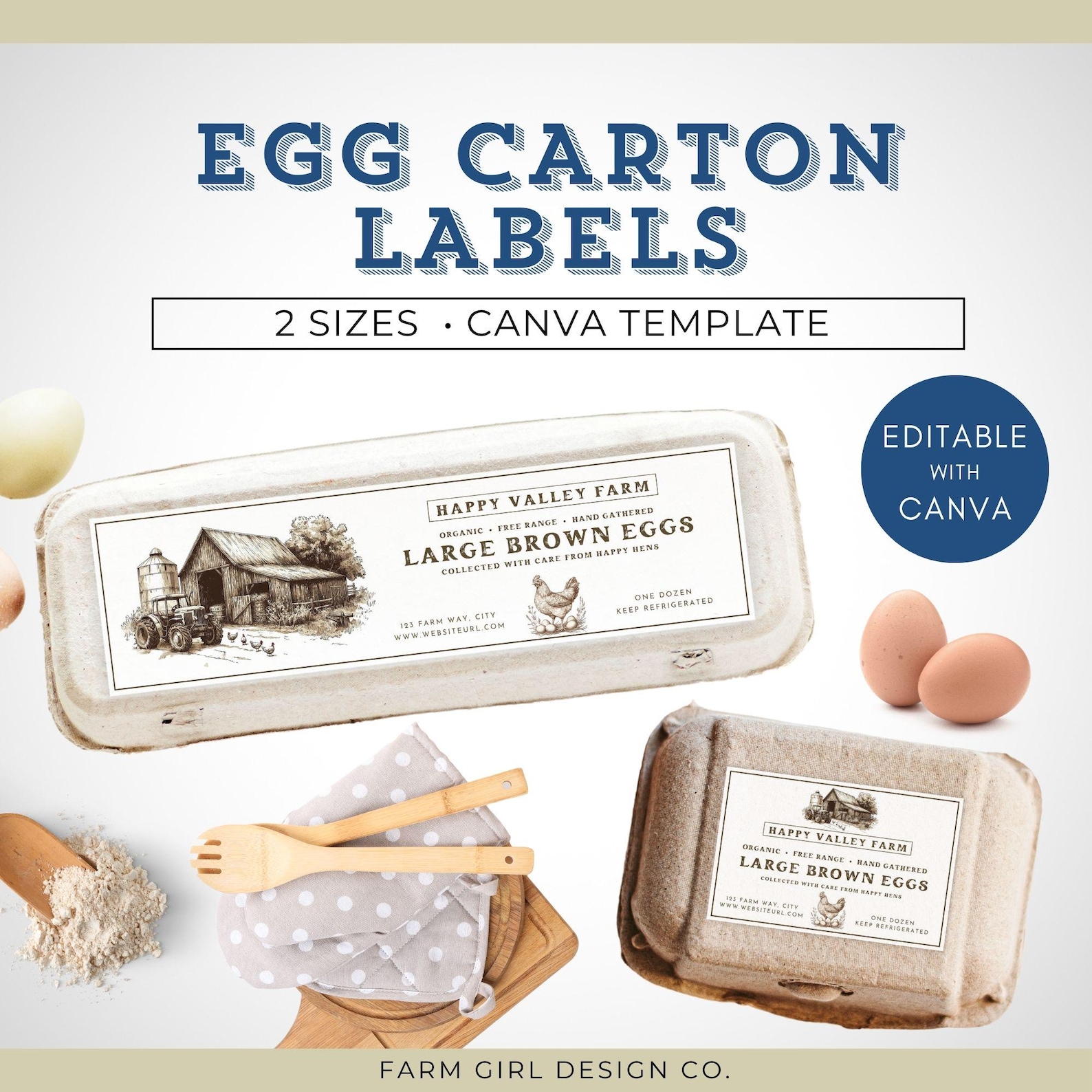 Egg Carton Labels Digital Download, Egg Carton Label Template, Farm ...