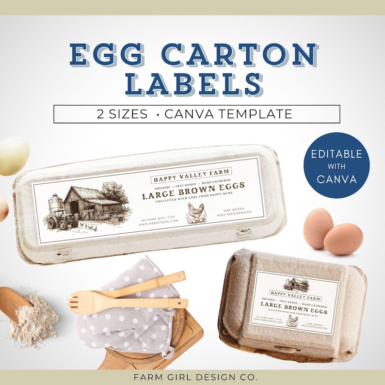 Egg Carton Labels Digital Download, Egg Carton Label Template, Farm ...
