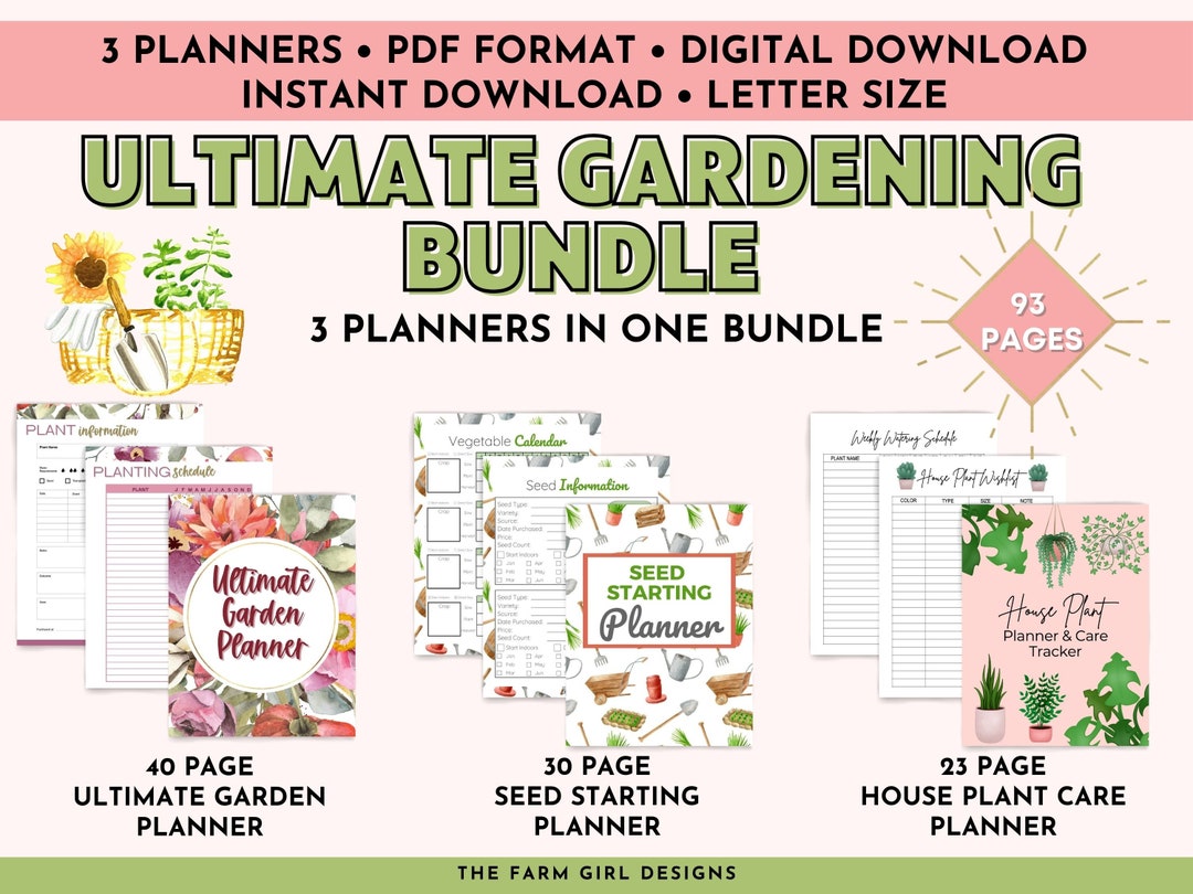 Garden Planner Printable Bundle, Gardening Journal, Seed Starter ...