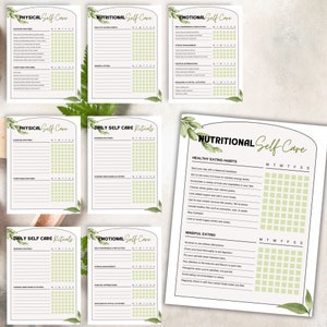 Self Care Checklist Bundle, Self Care Tracker, Self Care Challenge ...