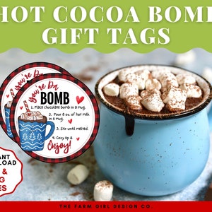 Printable Hot Cocoa Bomb Gift Tags, Hot Chocolate Bomb Tags, DIY ...