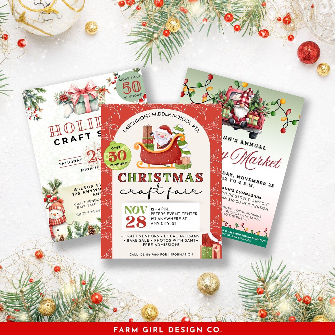 Editable Christmas Craft Fair Flyer, Craft Show Flyer Canva, Christmas ...