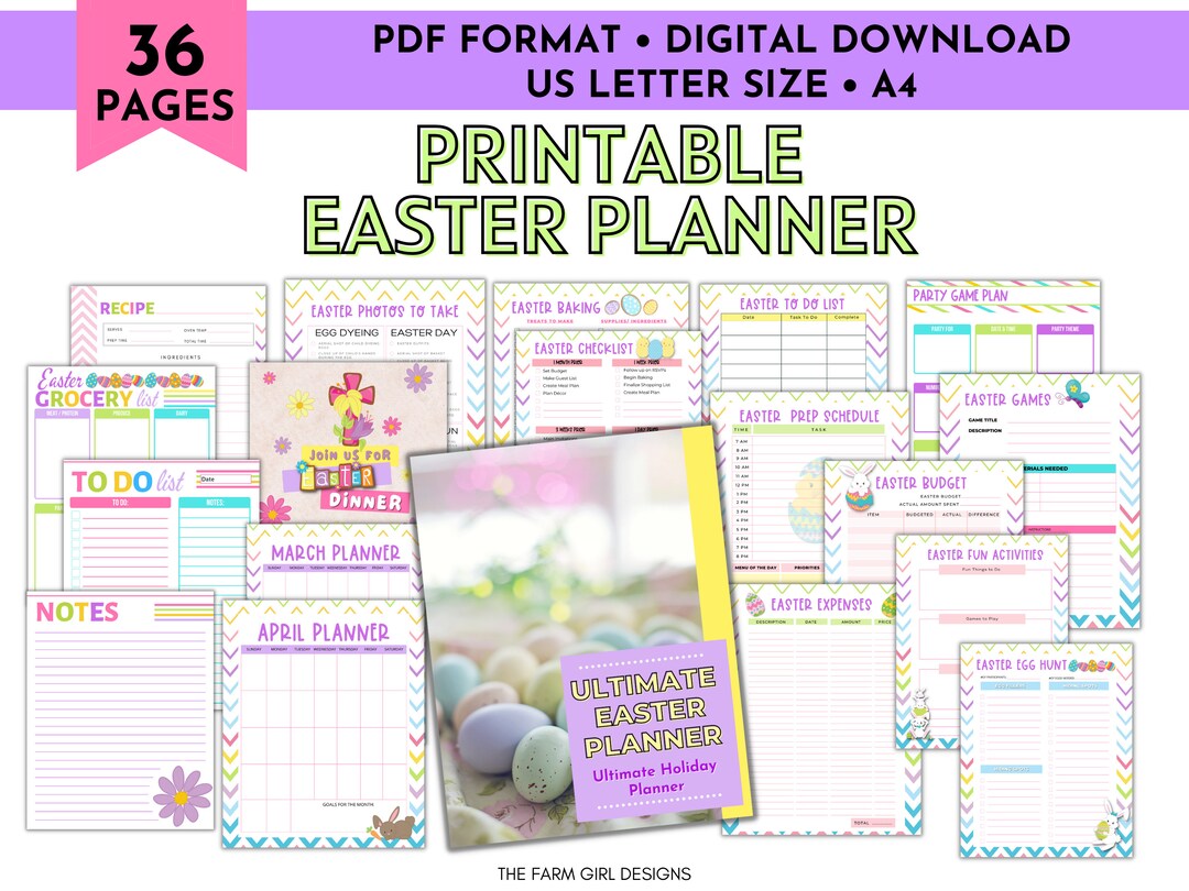 Printable Easter Planner, Party Planner Printable, Easter Journal ...