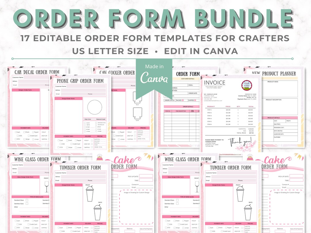 Order Form for Craft Fair, Order Forms for Craft Business, Custom ...