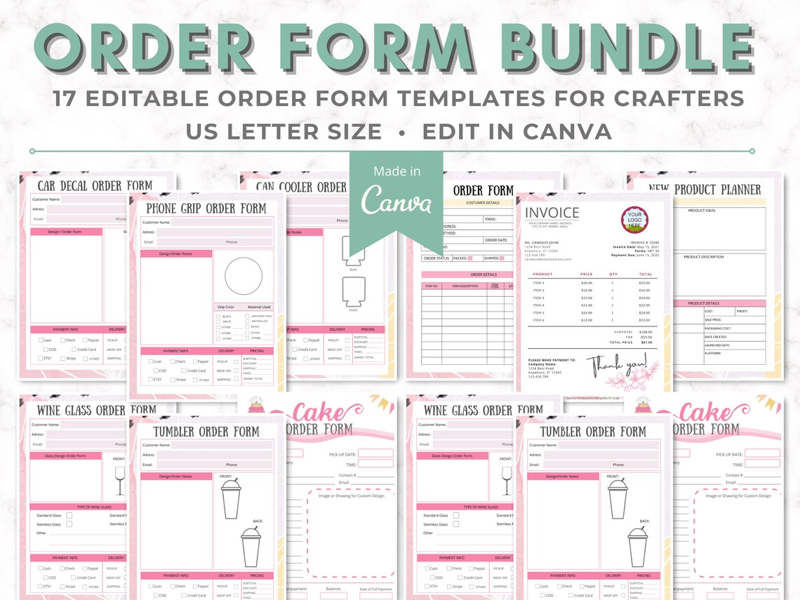 Order Form for Craft Fair, Order Forms for Craft Business, Custom ...
