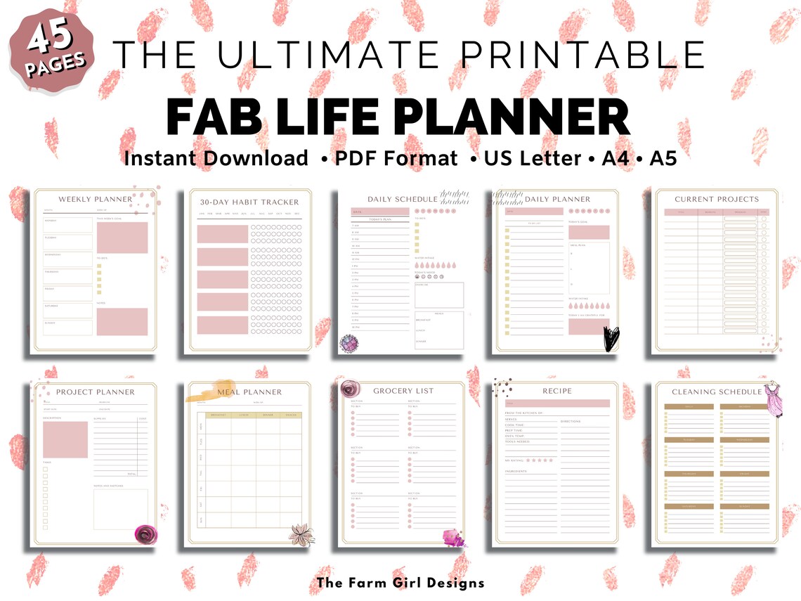 Fab Life Printable Planner, Printable Planner, Daily Planner, Goal ...