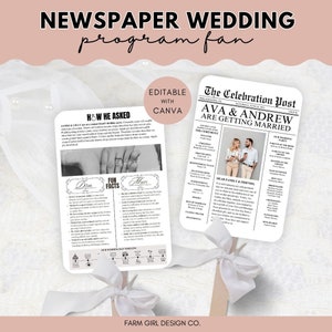 Newspaper Wedding Program Fan, Folded Newspaper Wedding Program ...