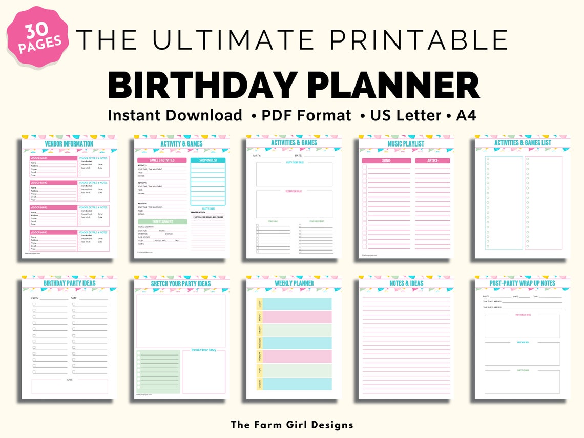 Birthday Party Planner Birthday Planner Event Planner - Etsy