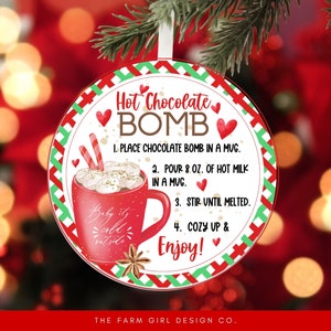 Printable Hot Cocoa Bomb Gift Tags, Hot Chocolate Bomb Tags, DIY ...