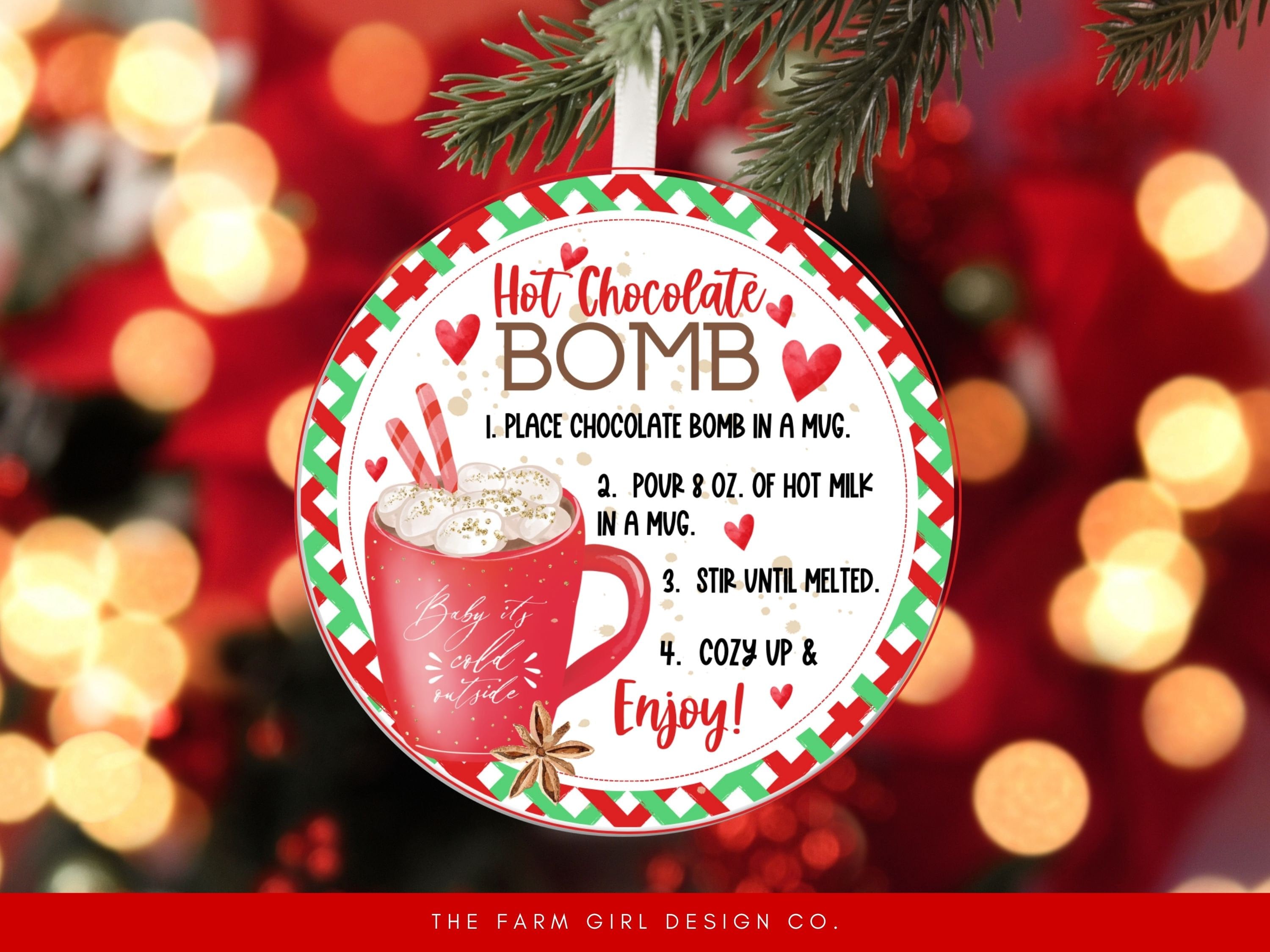 Printable Hot Cocoa Bomb Gift Tags, Hot Chocolate Bomb Tags, DIY ...