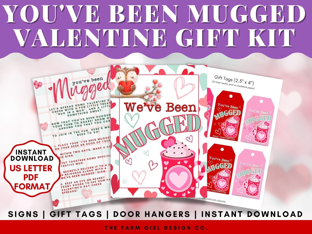Printable You've Been Mugged Valentine Kit, I've Been Mugged Valentine ...