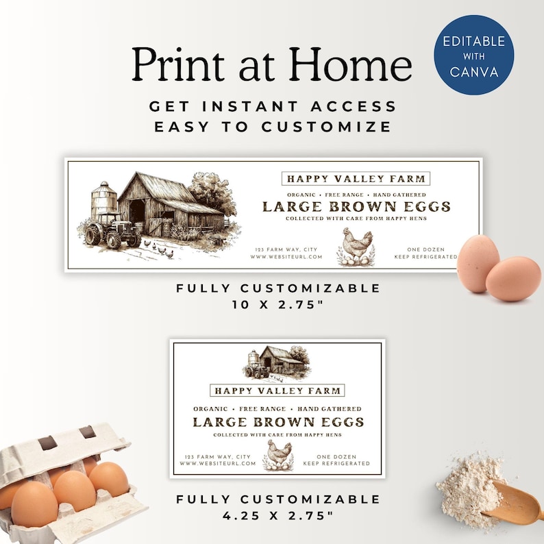 Egg Carton Labels Digital Download, Egg Carton Label Template, Farm ...