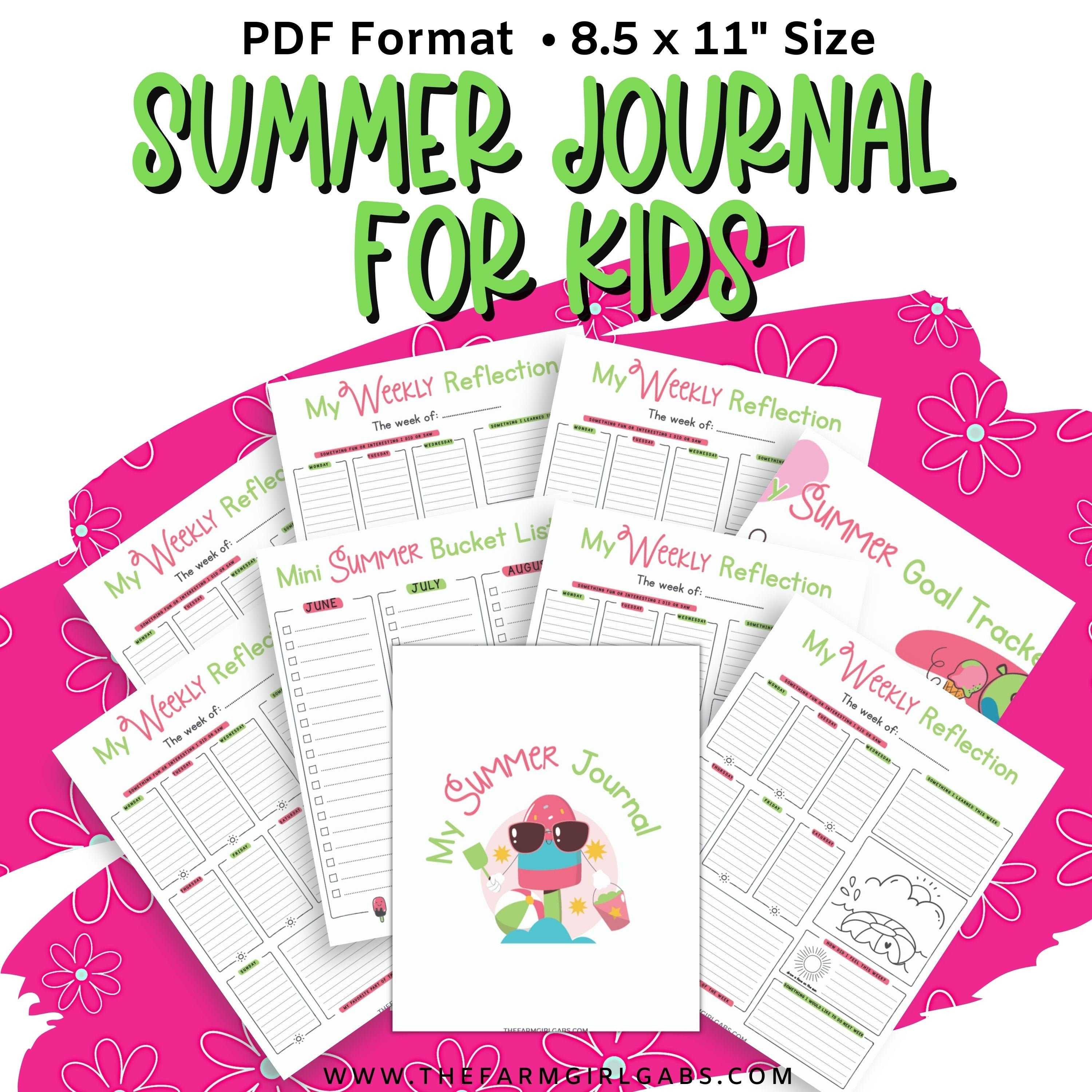 Kids Daily Journal Printable, Summer Journal for Kids, Kids Printable ...