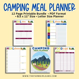 Camping Meal Planner, Camping Checklist, Family Camping Trip, Printable ...