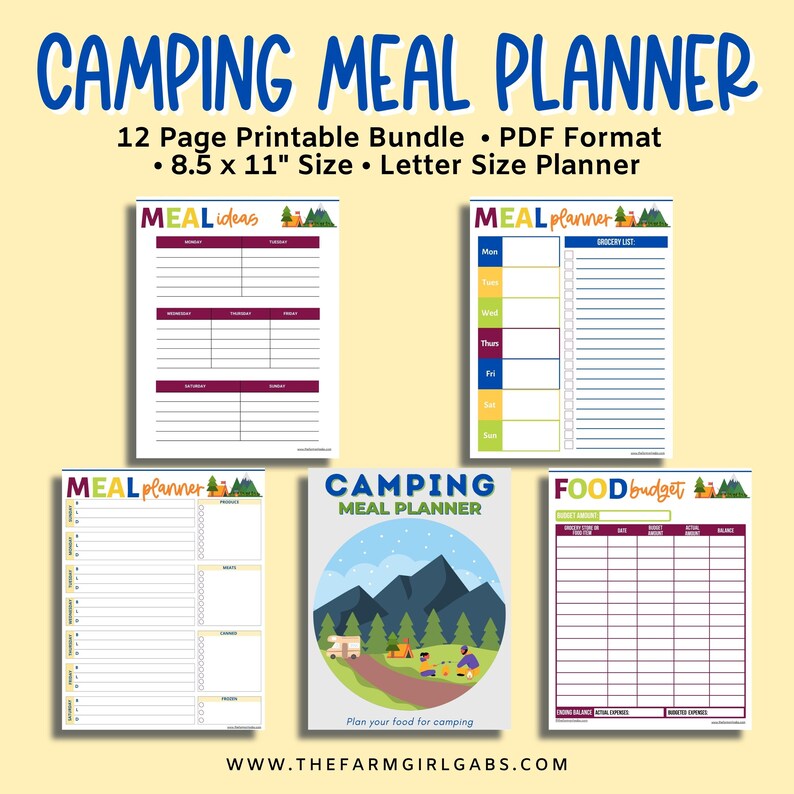 Camping Meal Planner Camping Checklist Family Camping Trip - Etsy