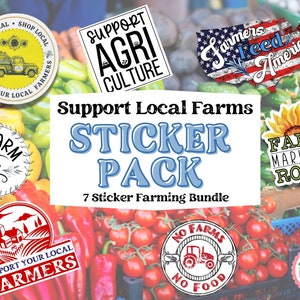 Farming Sticker Pack, Support Local Farms Sticker Bundle, No Farms No ...