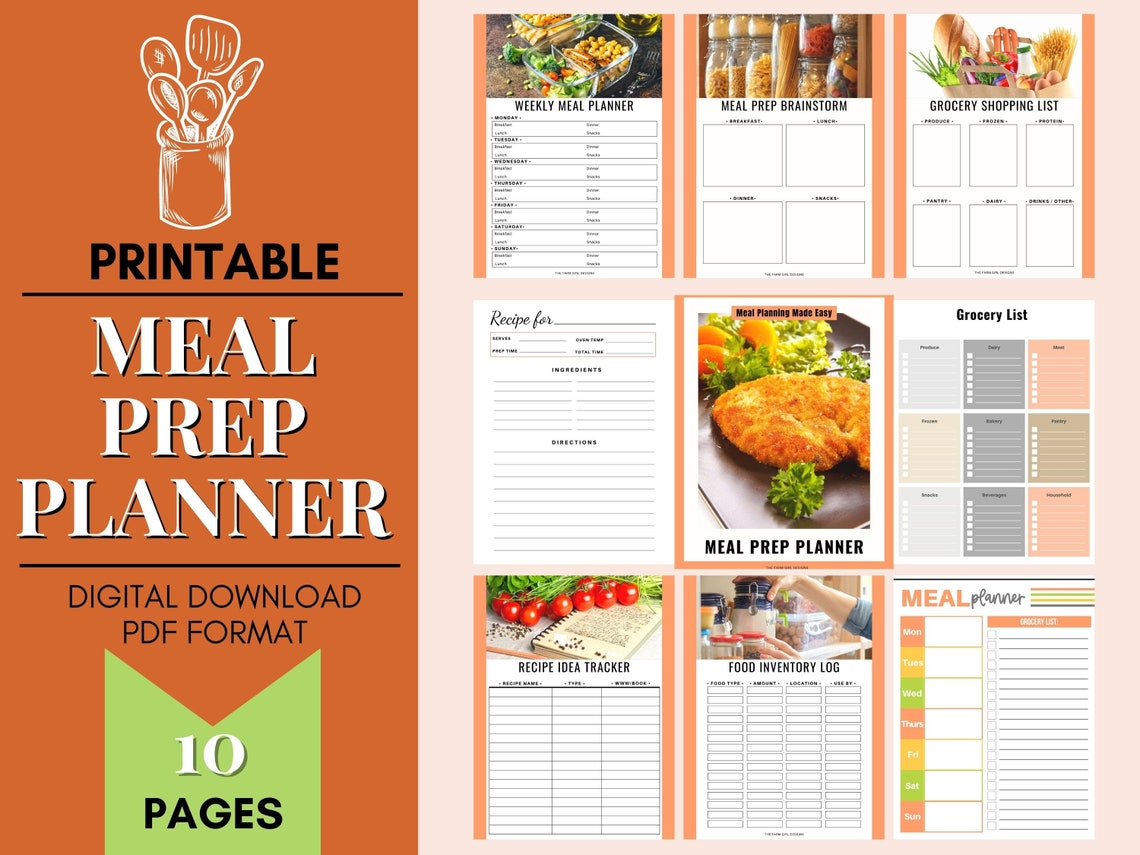 Meal Prep Planner, Weekly Meal Planner Printable, Meal Planning ...
