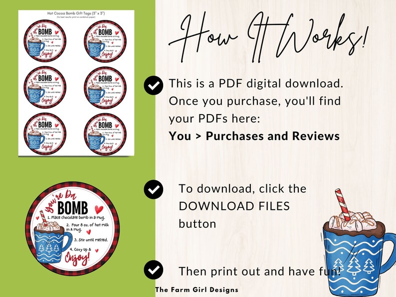 Printable Hot Cocoa Bomb Gift Tags Hot Chocolate Bomb Tags - Etsy