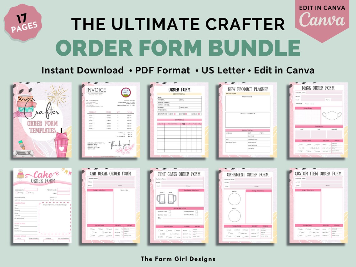 Order Form for Craft Fair, Order Forms for Craft Business, Custom ...