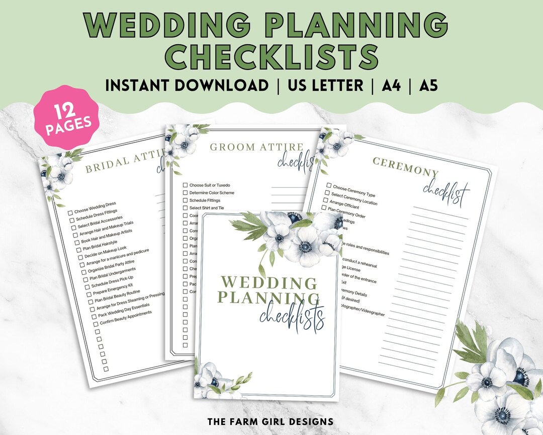 Printable Wedding Checklist, Wedding Checklists Printable,wedding ...