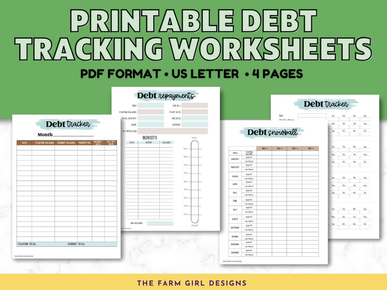 Printable Debt Tracking Worksheets Budget Planning Kit Debt - Etsy
