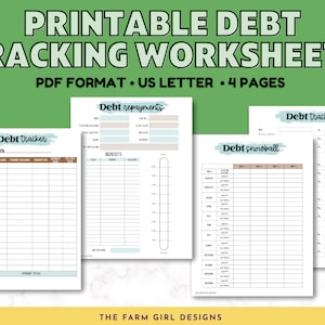 Printable Debt Tracking Worksheets, Budget Planning Kit, Debt Snowball ...