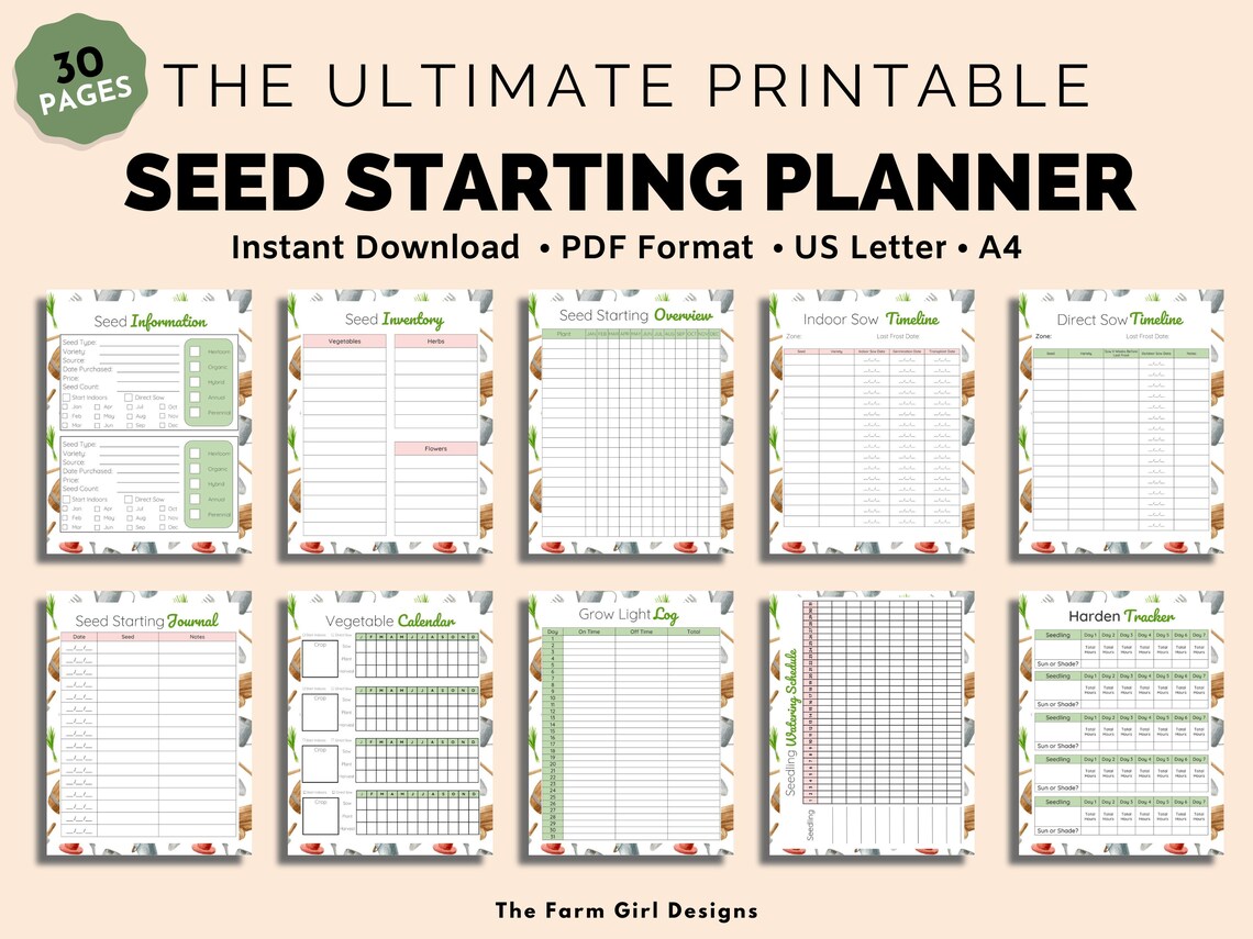 Seed Starting Planner, Garden Planner, Gardening Planner, Seed ...