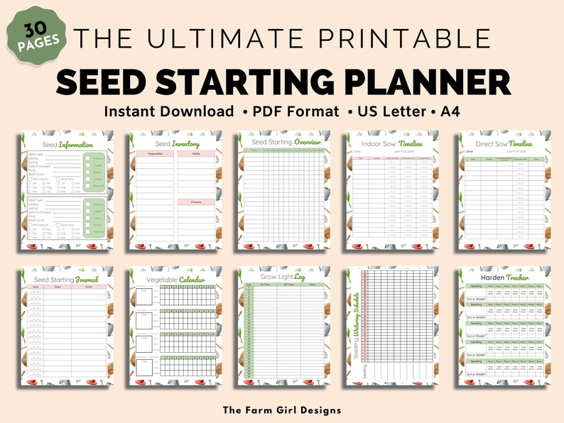 Seed Starting Planner, Garden Planner, Gardening Planner, Seed ...