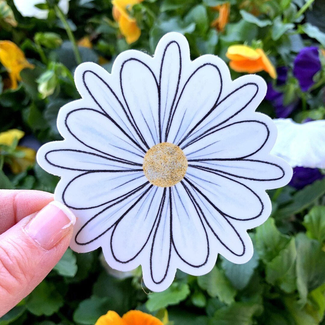 Daisy Sticker, Daisy Waterproof Sticker, Laptop Sticker, Wildflower ...