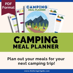 Camping Meal Planner, Camping Checklist, Family Camping Trip, Printable ...