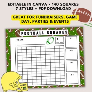 Printable Football Square Template, 100 Square Football Pool Template ...