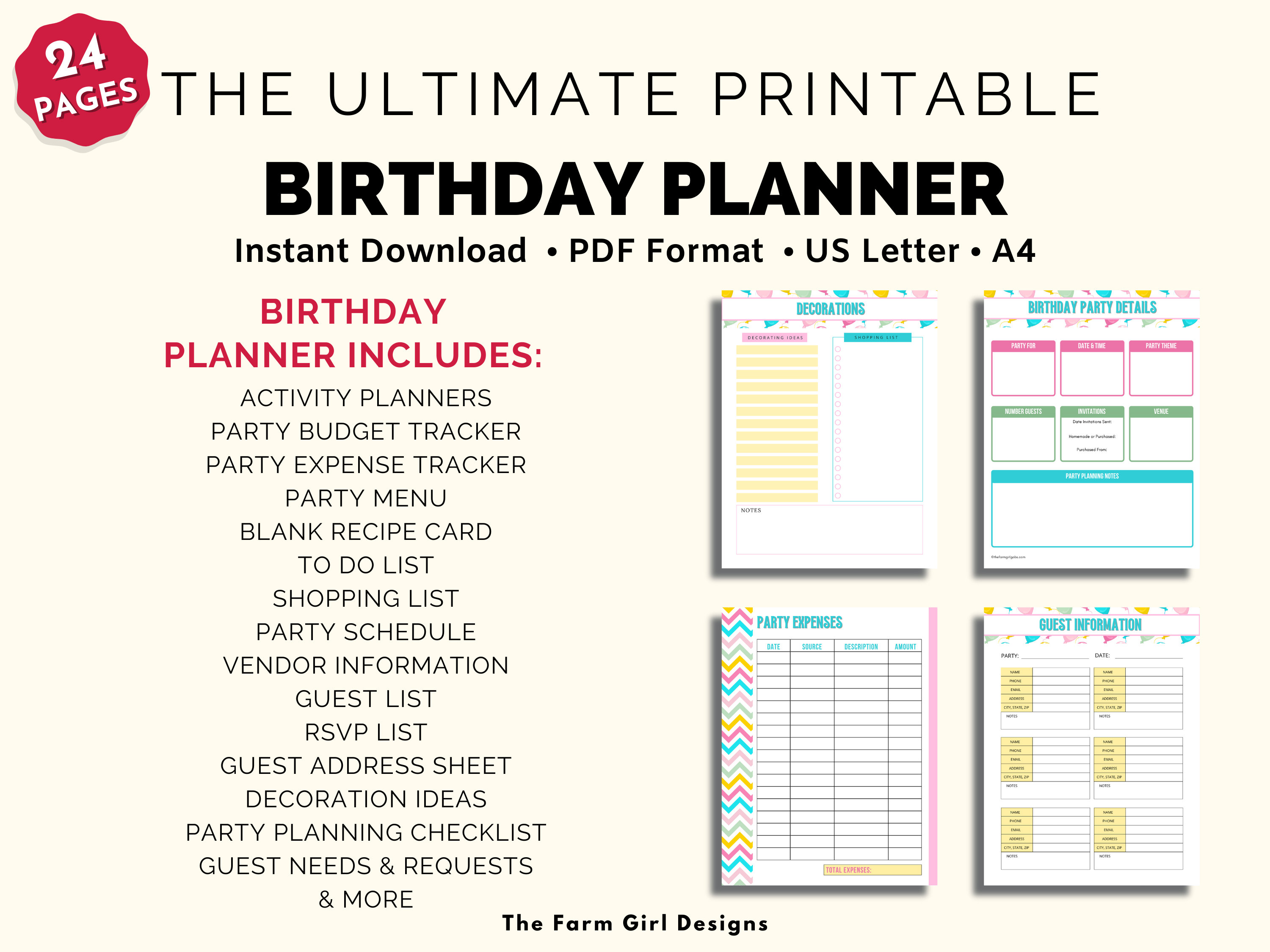 Birthday Party Planner Birthday Planner Event Planner - Etsy