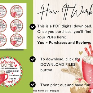 Printable Hot Cocoa Bomb Gift Tags, Hot Chocolate Bomb Tags, DIY ...