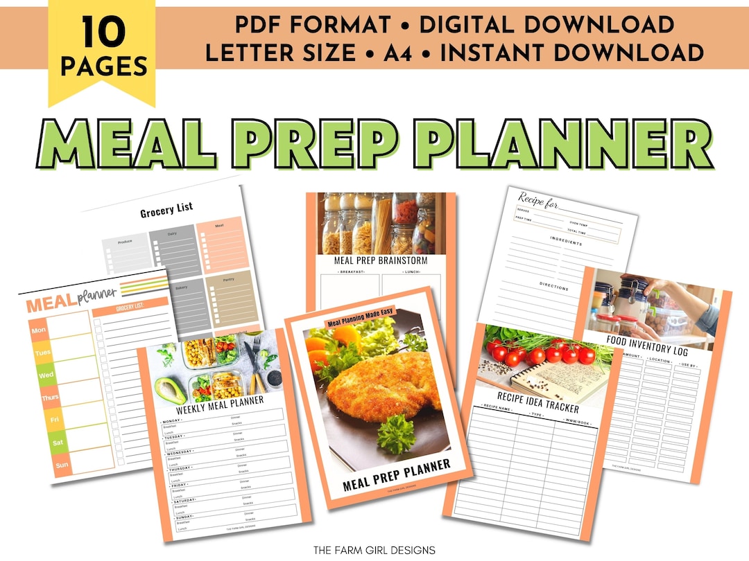 Meal Prep Planner, Weekly Meal Planner Printable, Meal Planning ...