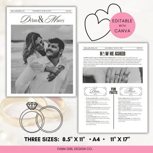 Editable Wedding Newspaper Program, Newsletter Canva Template, Wedding ...