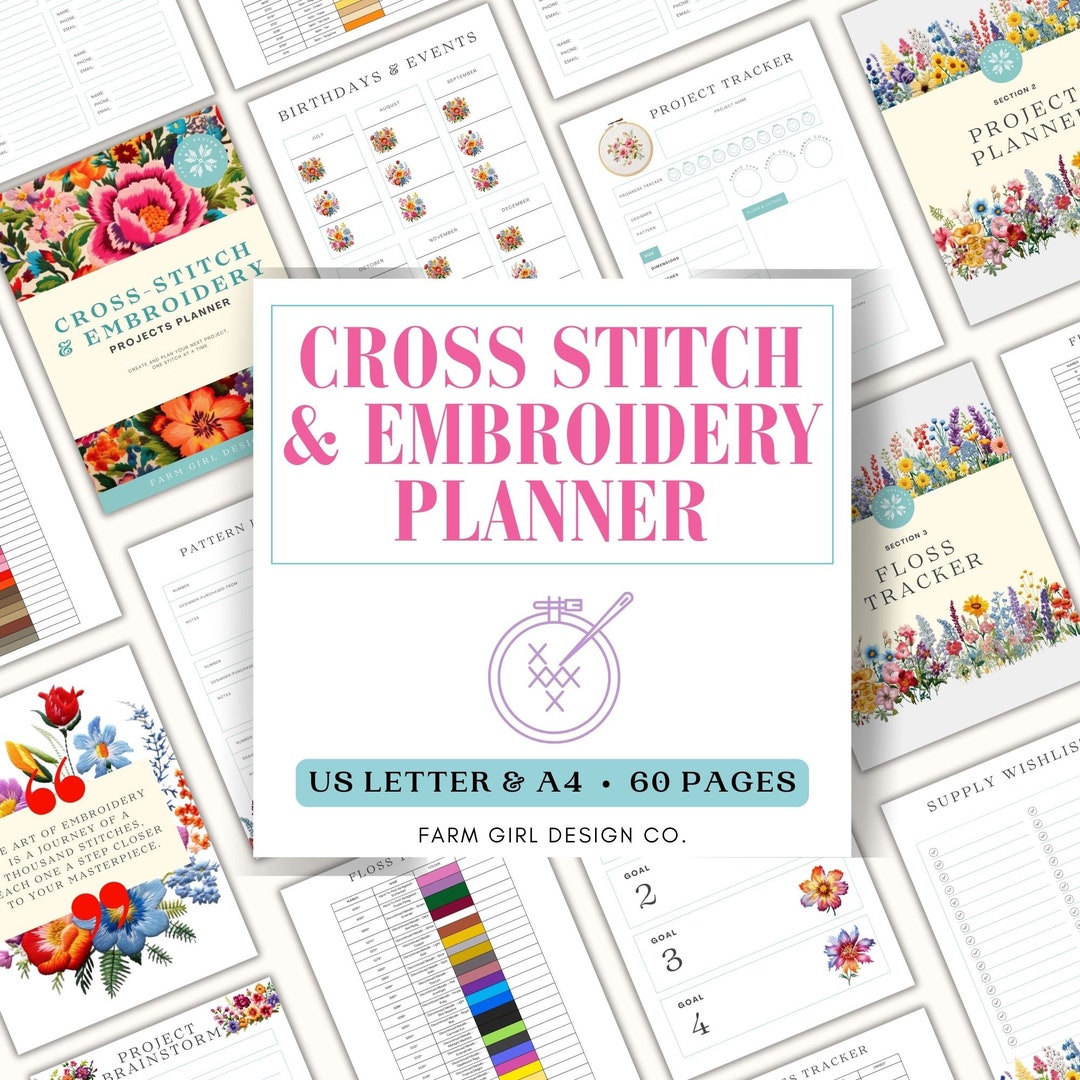 Cross Stitch Planner, Embroidery Planner, Craft Planner, Craft Project ...