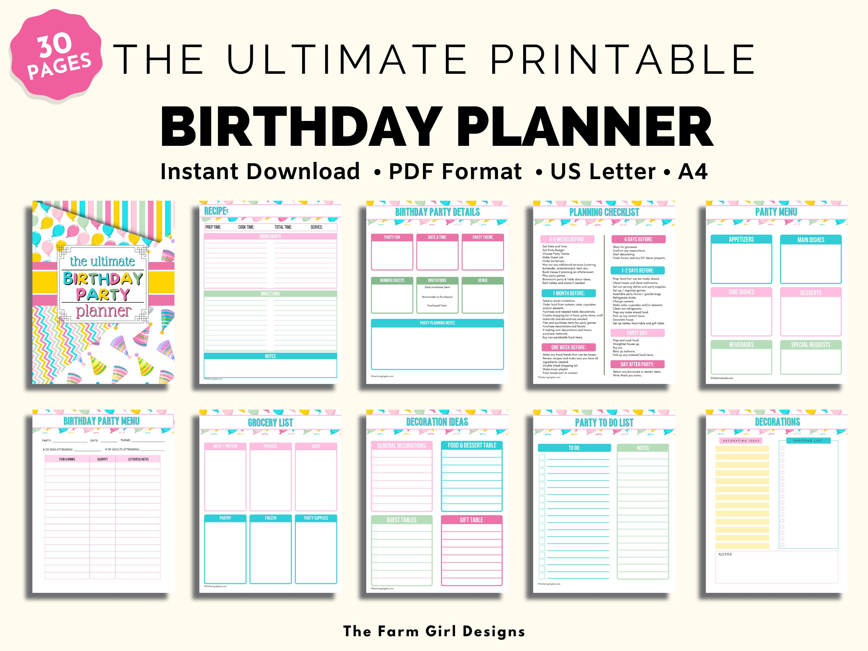 Birthday Party Planner Birthday Planner Event Planner - Etsy