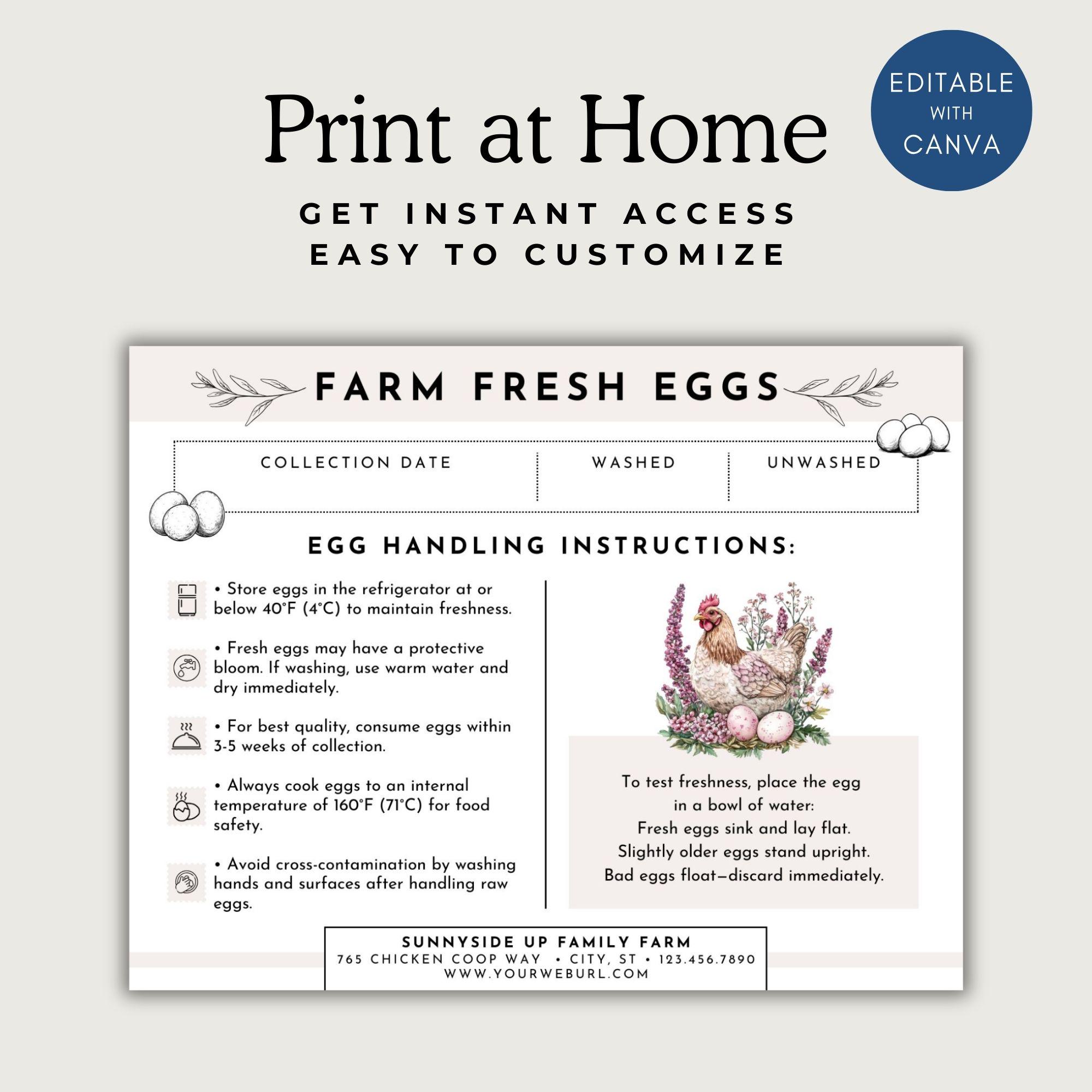Farm Fresh Eggs Instructions, Farm Fresh Egg Handling Instructions ...