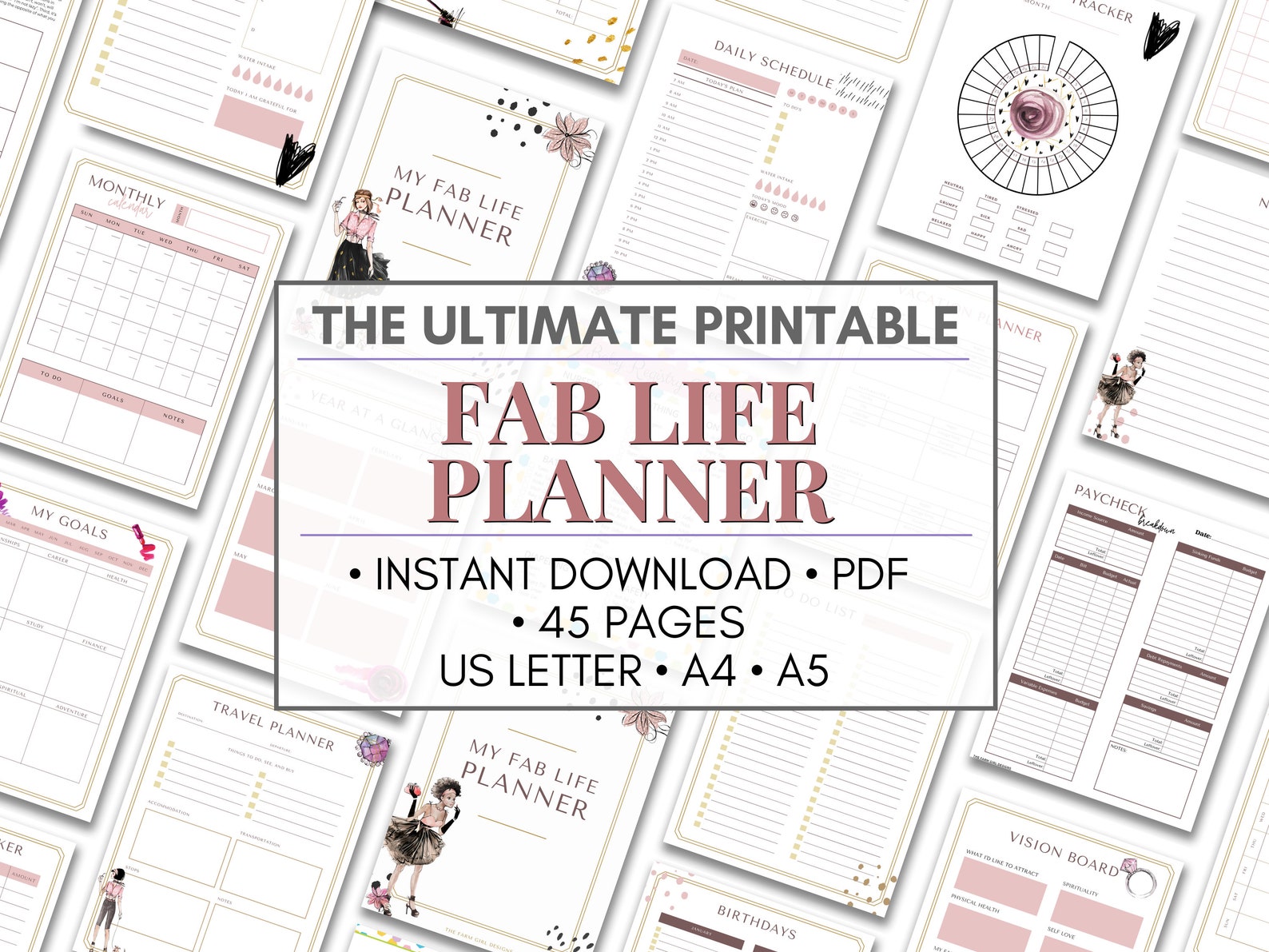 Fab Life Printable Planner, Printable Planner, Daily Planner, Goal ...