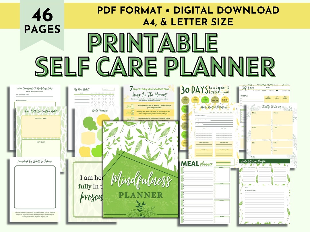 Self Care Planner, Mindfulness Planner, Self Care Journal, Wellness ...