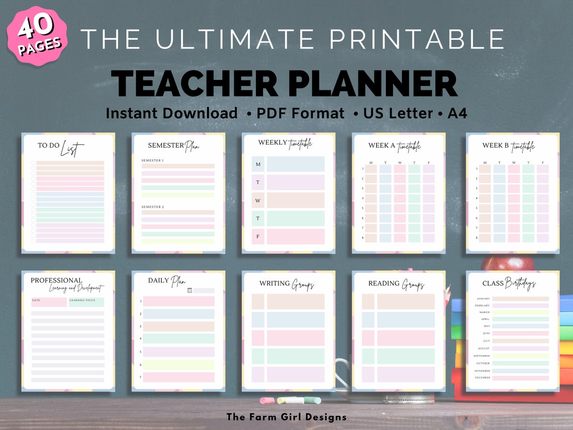 Teacher Planner, Academic Planner, Lesson Planner, School Printable ...