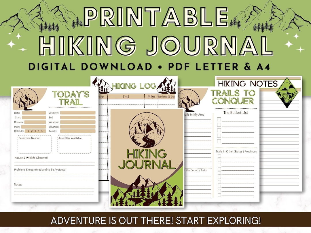 Hiking Journal Log, Hiking Trail Log, Instant Download Hiking Log ...
