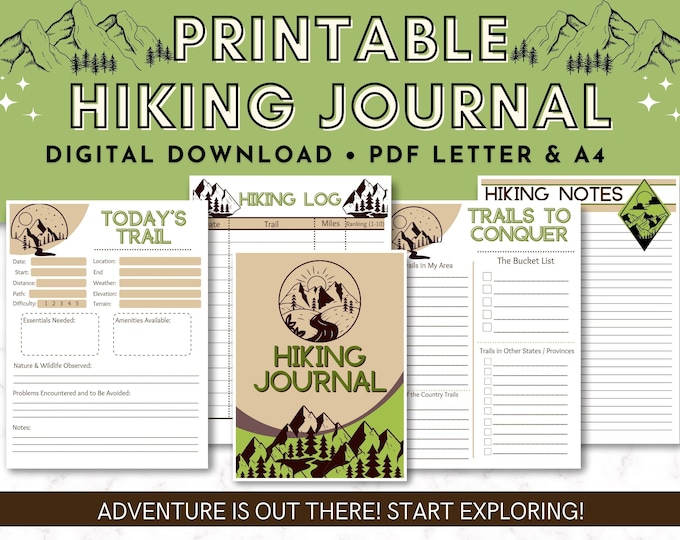 Hiking Journal Log, Hiking Trail Log, Instant Download Hiking Log ...