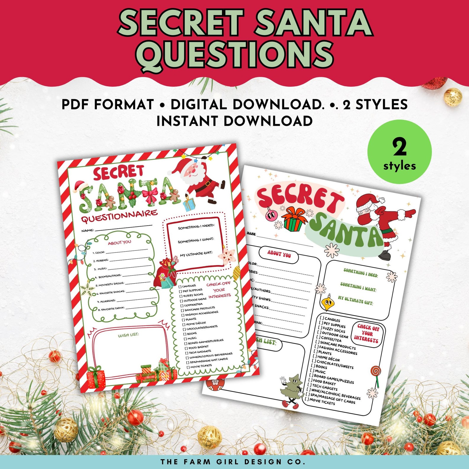 Secret Santa Questionnaire Teens, Secret Santa Questionnaire for Kids ...
