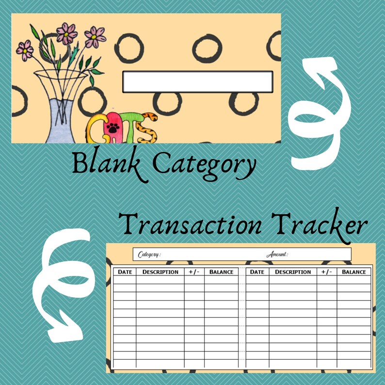 Printable Cash Envelopes Cat Design Set of 6, Horizontal, Transaction ...