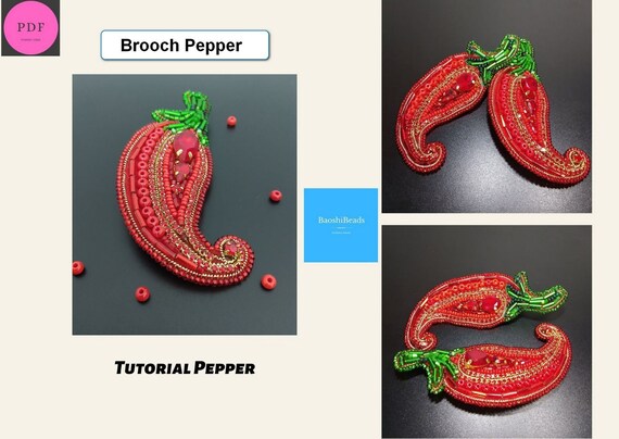PDF Tutorial hand embroidery Pepper brooch DIY brooch PDF | Etsy