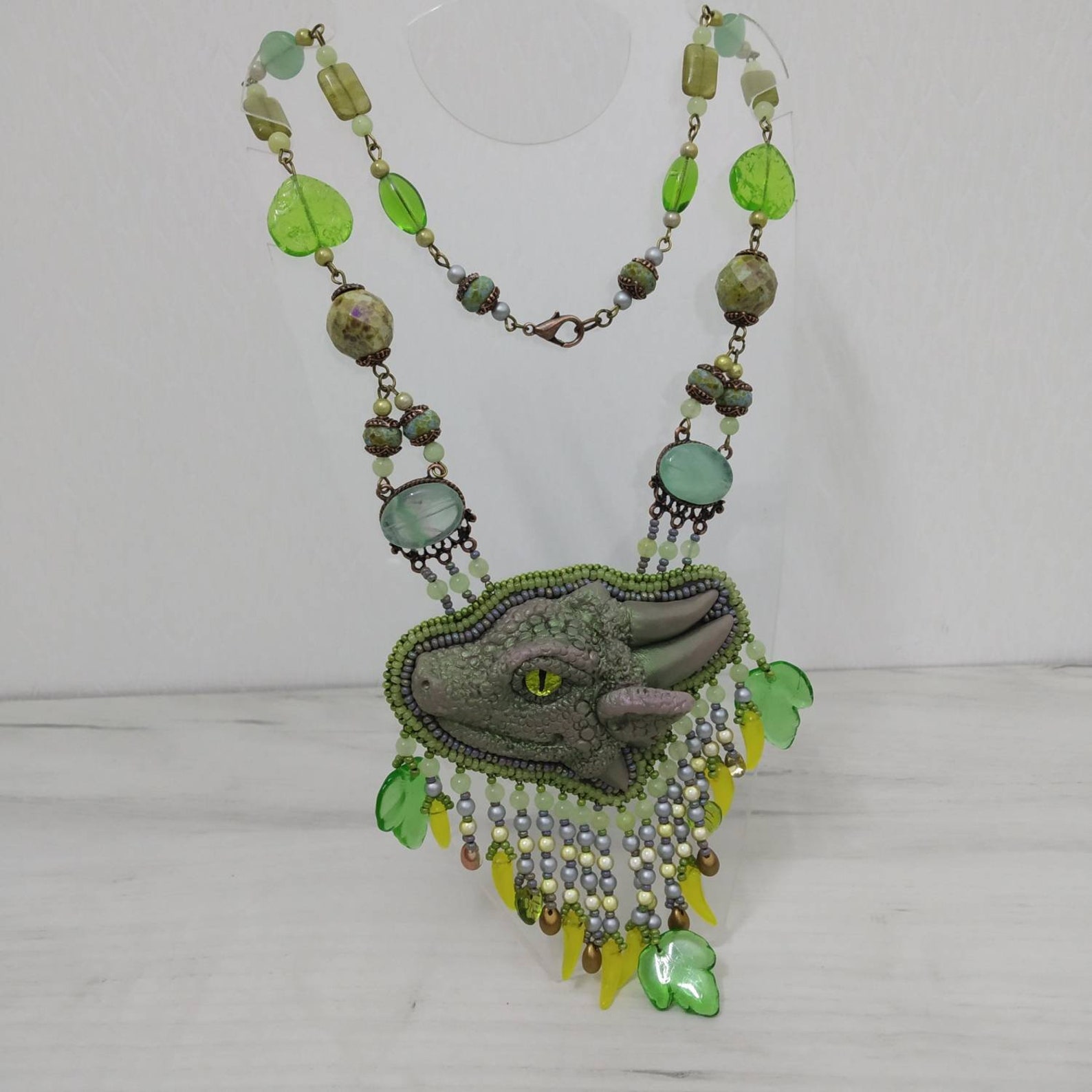 Dragon Face Embroidered Necklace Beads Jewelry Beadwork - Etsy