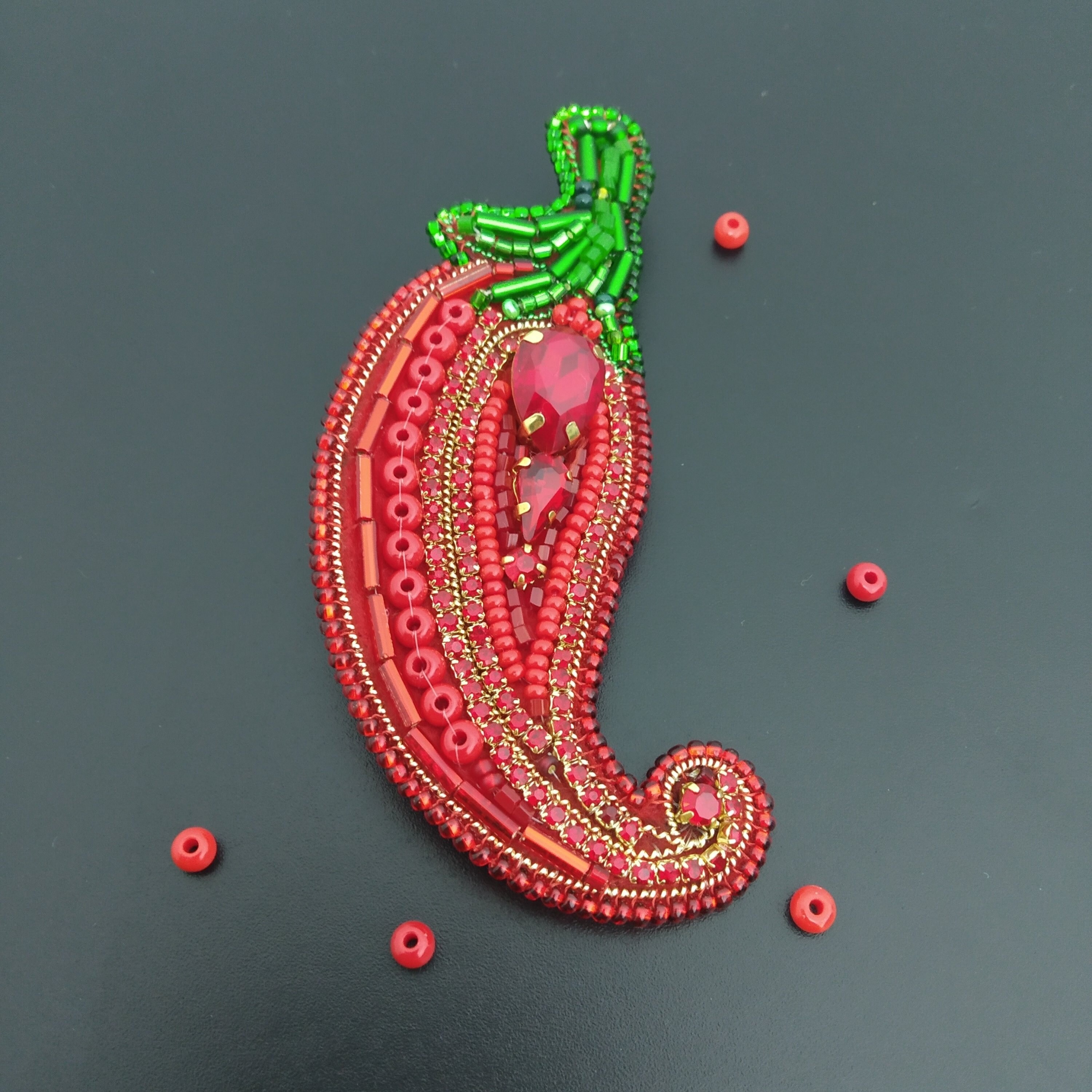 DIY Beaded Pepper Brooch Embroidery Tutorial (PDF Pattern) - Etsy